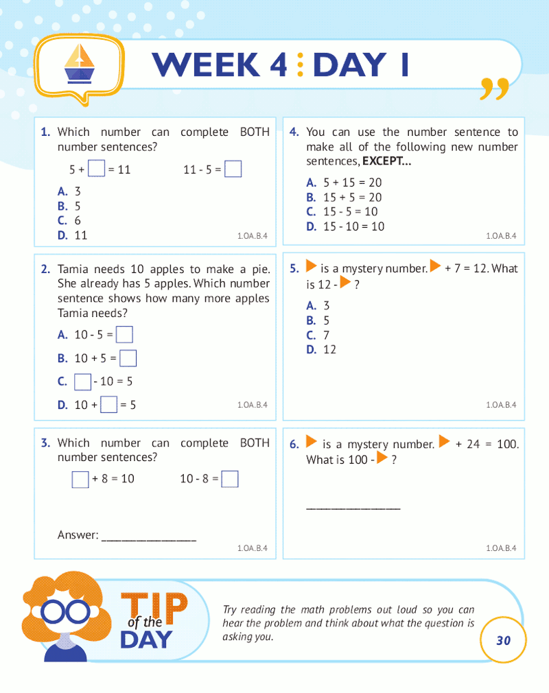 1st Grade Common Core Math Workbook Daily Practice Argoprep