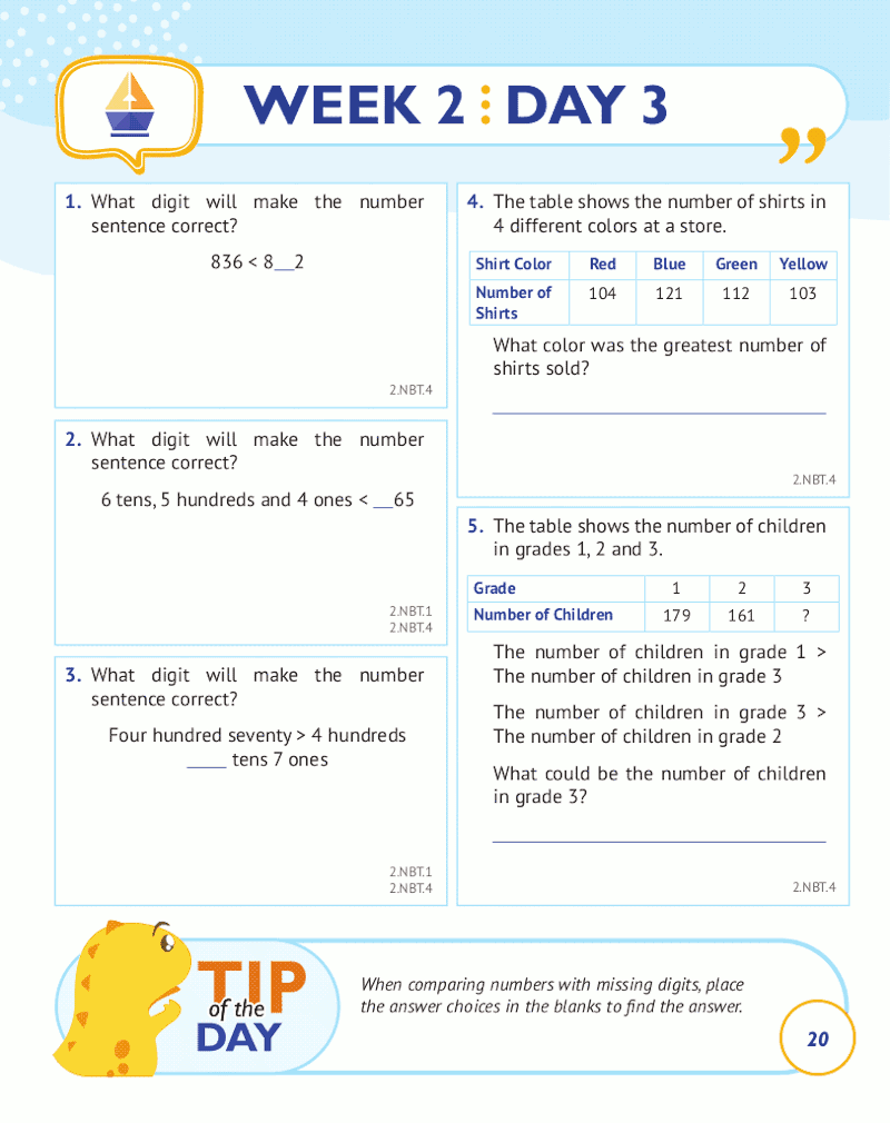 2nd Grade Common Core Math: Daily Practice Workbook Part II: Free ...