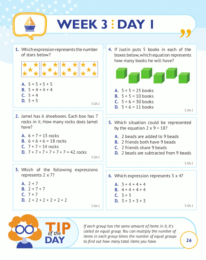 3rd Grade Common Core Math: Daily Practice Workbook Part I: Multiple ...