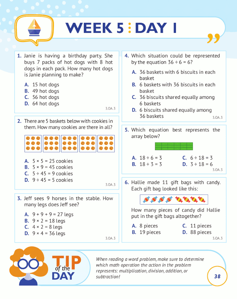3rd Grade Common Core Math: Daily Practice Workbook Part I: Multiple ...