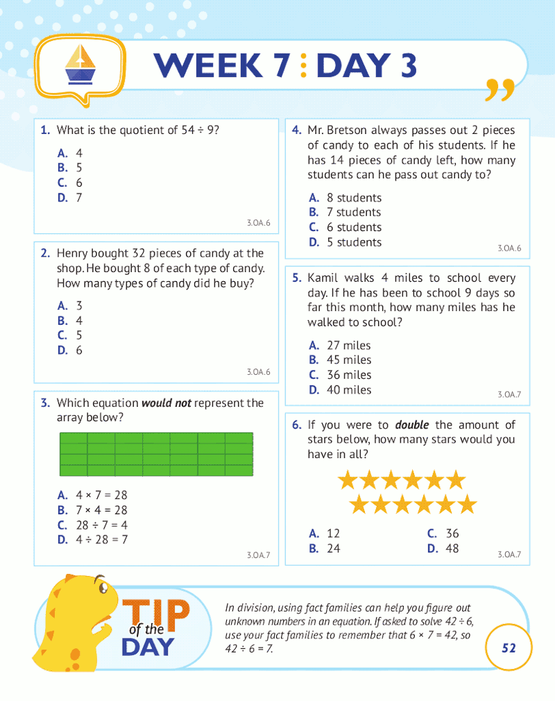 3rd Grade Common Core Math: Daily Practice Workbook Part I: Multiple ...
