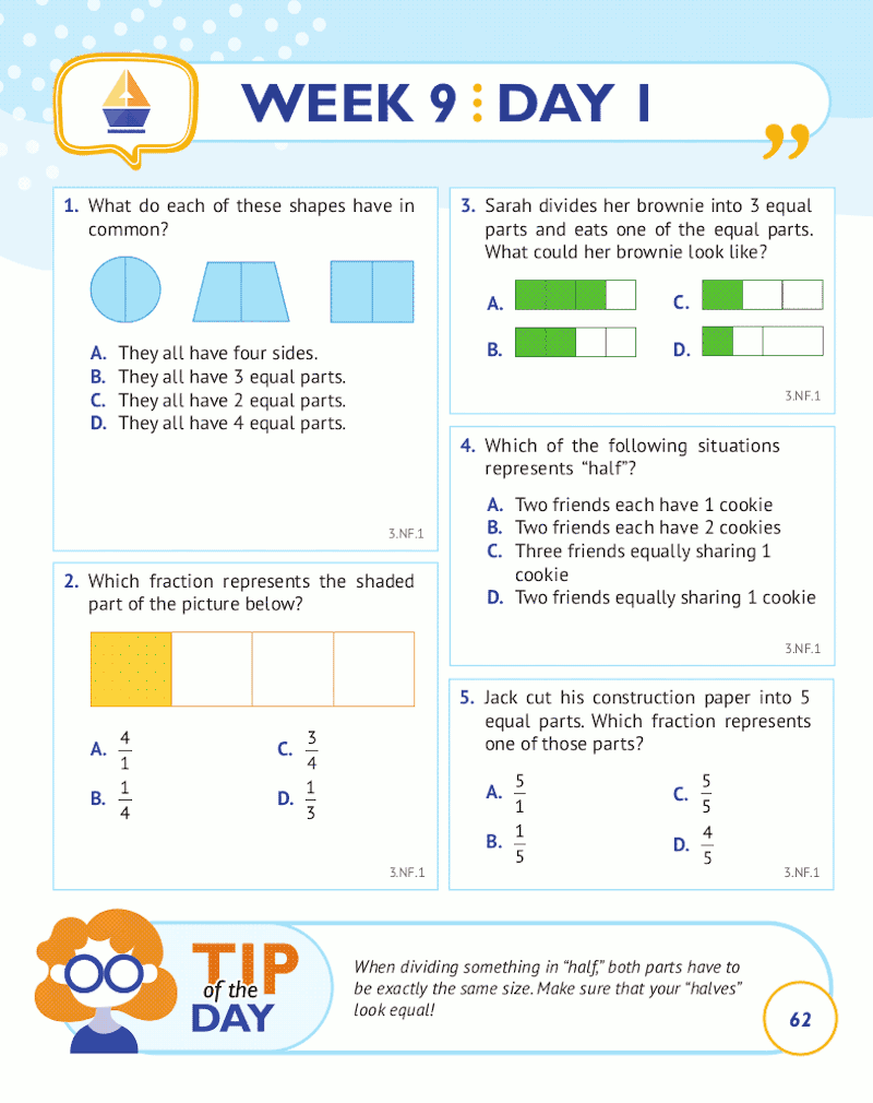 3rd Grade Common Core Math: Daily Practice Workbook Part I: Multiple ...