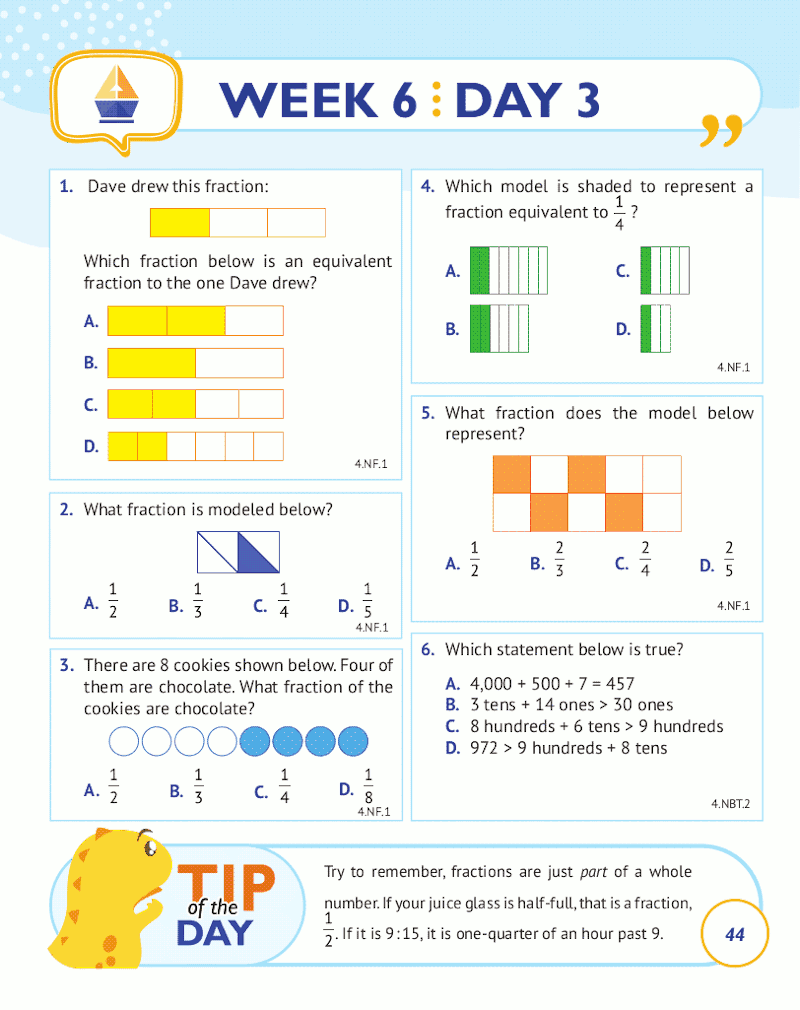 4th Grade Common Core Math: Daily Practice Workbook Part I: Multiple ...