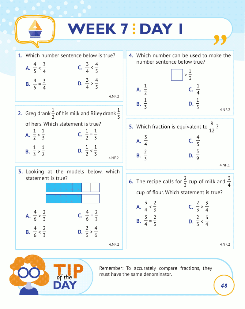 4th Grade Common Core Math: Daily Practice Workbook Part I: Multiple ...