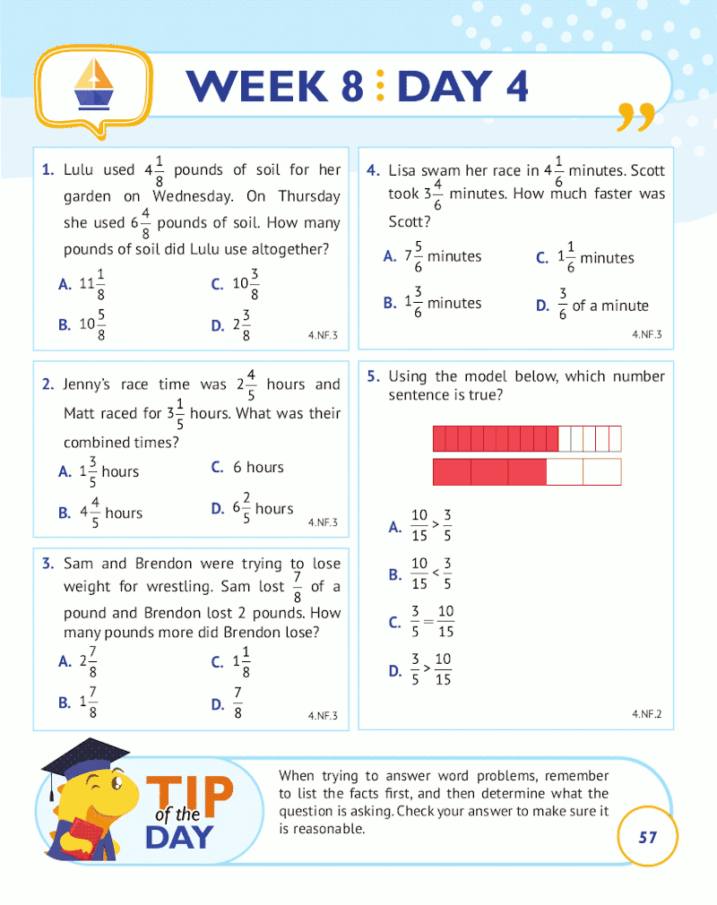 4th Grade Common Core Math: Daily Practice Workbook Part I: Multiple ...