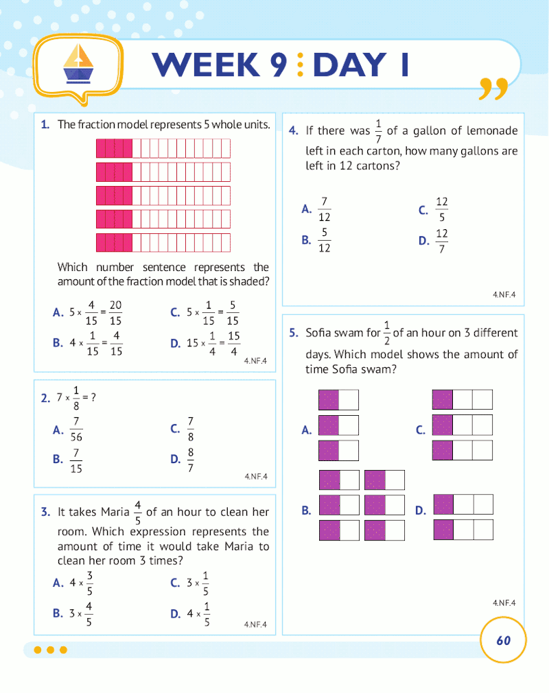 4th Grade Common Core Math: Daily Practice Workbook Part I: Multiple ...