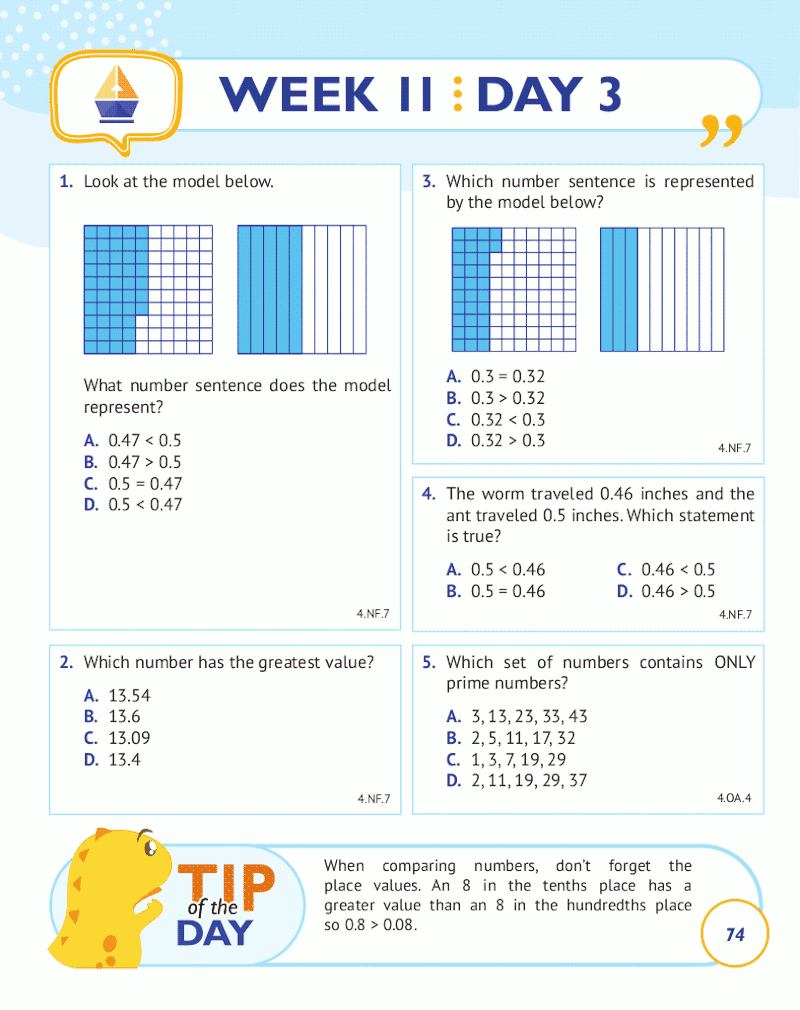 4th Grade Common Core Math: Daily Practice Workbook Part I: Multiple ...