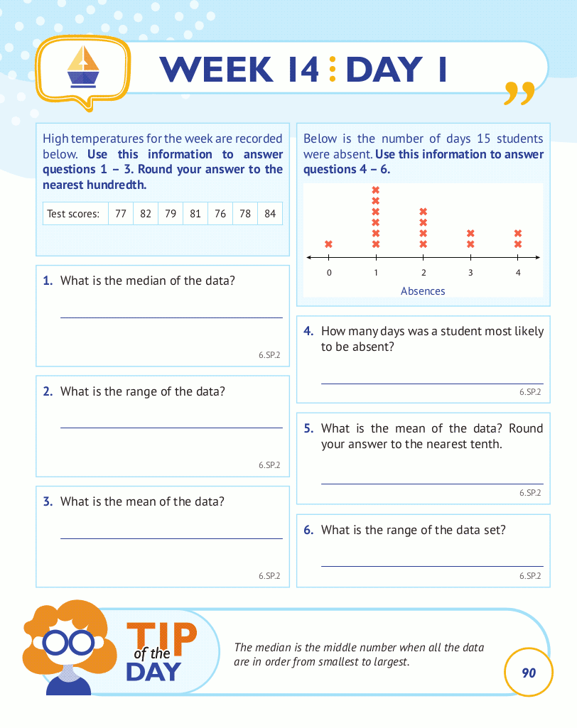 6th Grade Common Core Math: Daily Practice Workbook Part II: Free ...