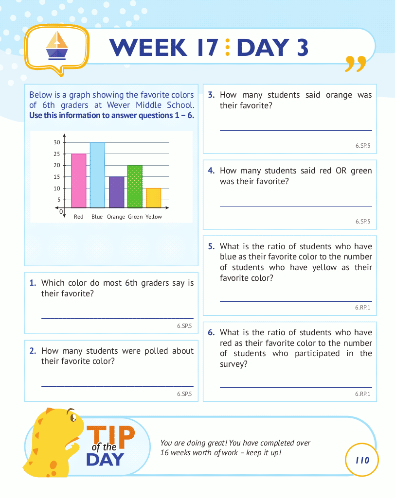 6th Grade Common Core Math: Daily Practice Workbook Part II: Free ...