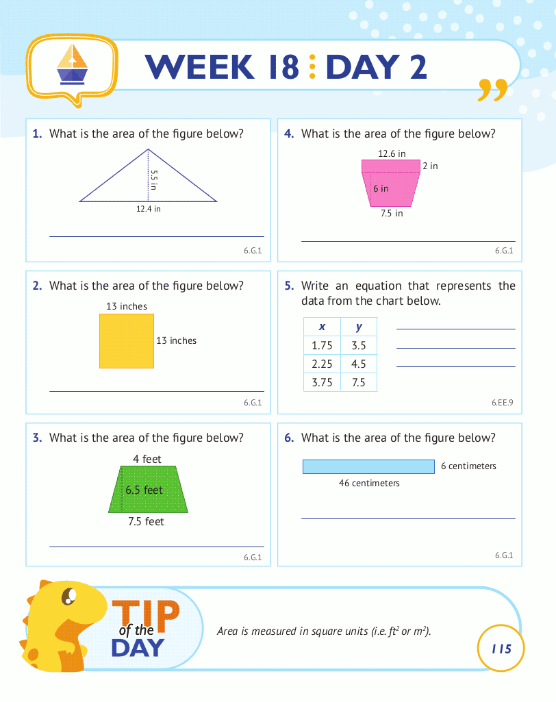 6th Grade Common Core Math: Daily Practice Workbook Part II: Free ...