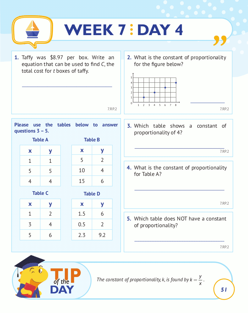 7th Grade Common Core Math: Daily Practice Workbook Part II: Free ...