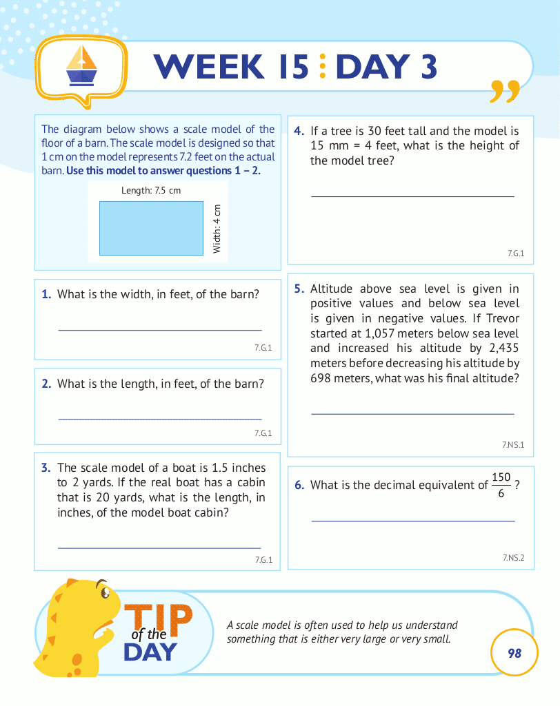 7th Grade Common Core Math: Daily Practice Workbook Part II: Free ...