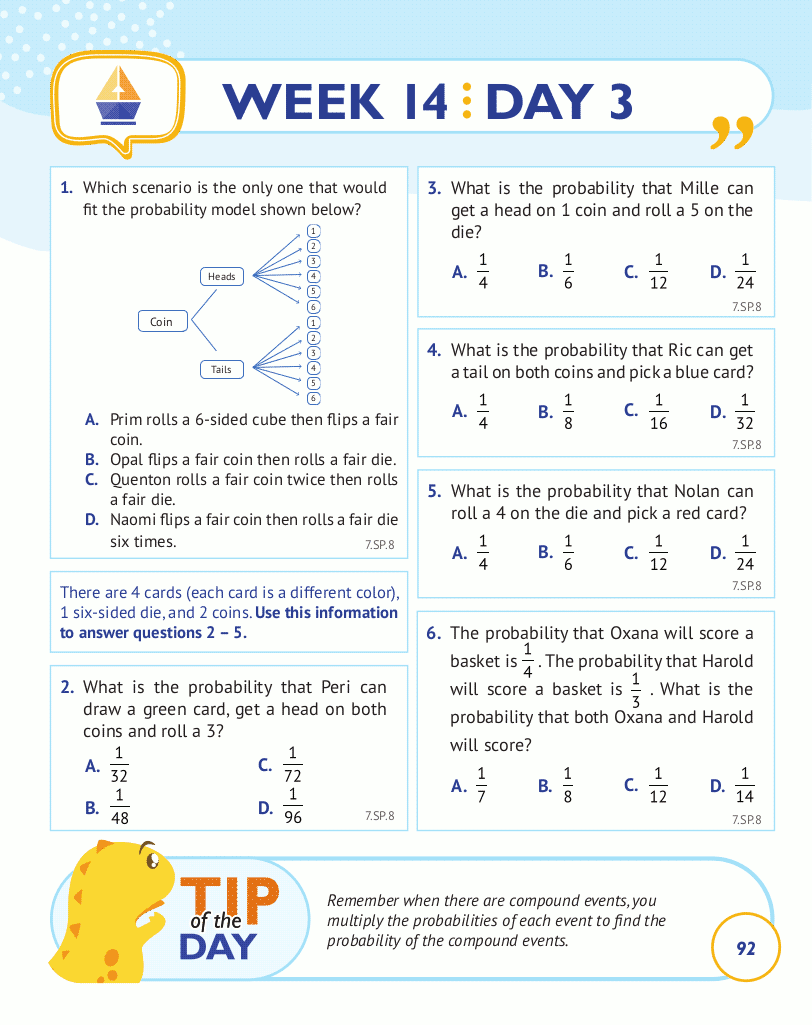 7th Grade Common Core Math: Daily Practice Workbook Part I: Multiple ...