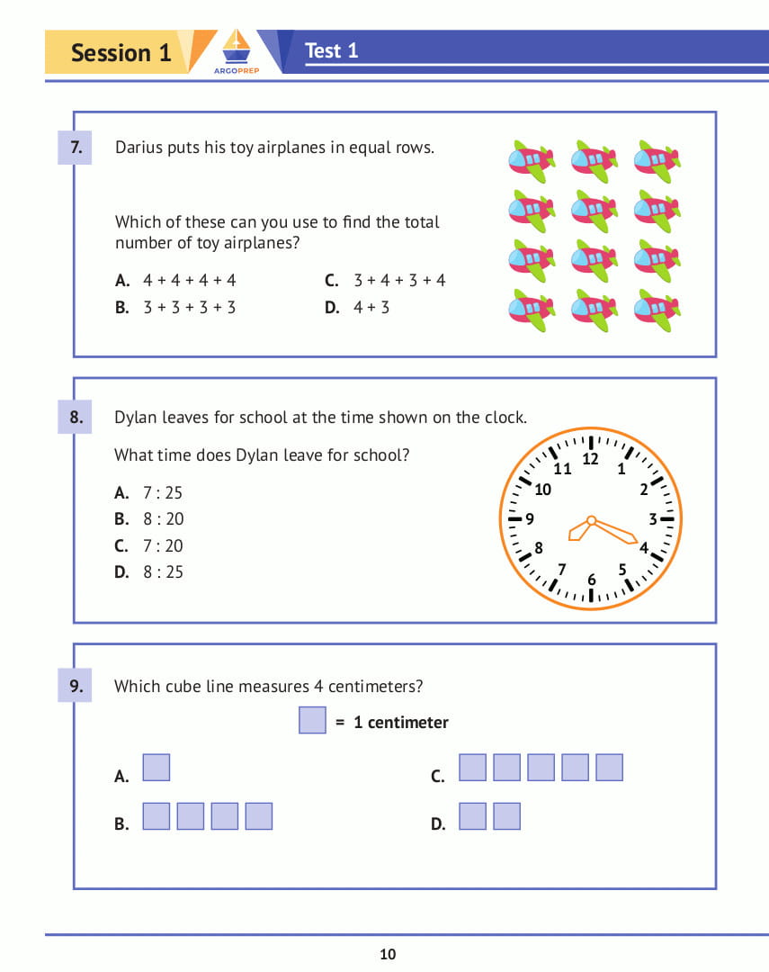2nd Grade Math Practice Book: 8 Full-Length Simulated Math Tests - ArgoPrep