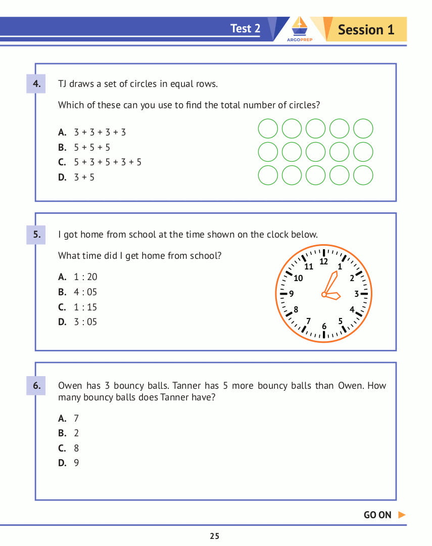 2nd Grade Math Practice Book: 8 Full-Length Simulated Math Tests - ArgoPrep