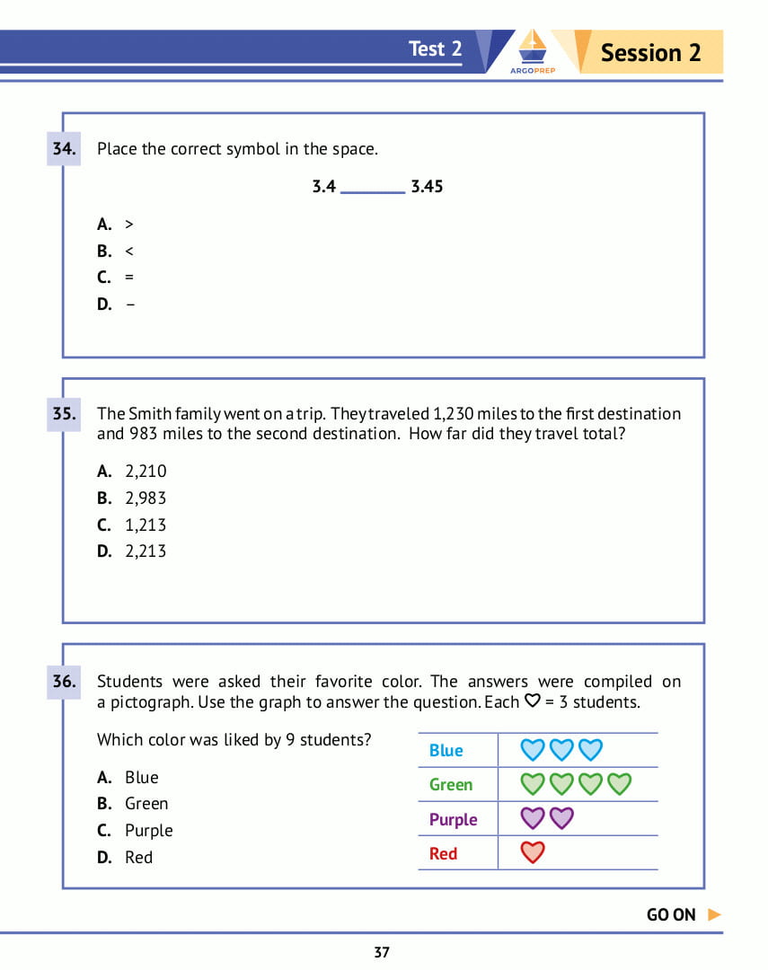 4th Grade Math Practice Book: 8 Full-Length Simulated Math Tests - ArgoPrep