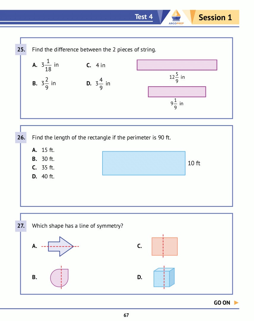 4th Grade Math Practice Book: 8 Full-Length Simulated Math Tests - ArgoPrep