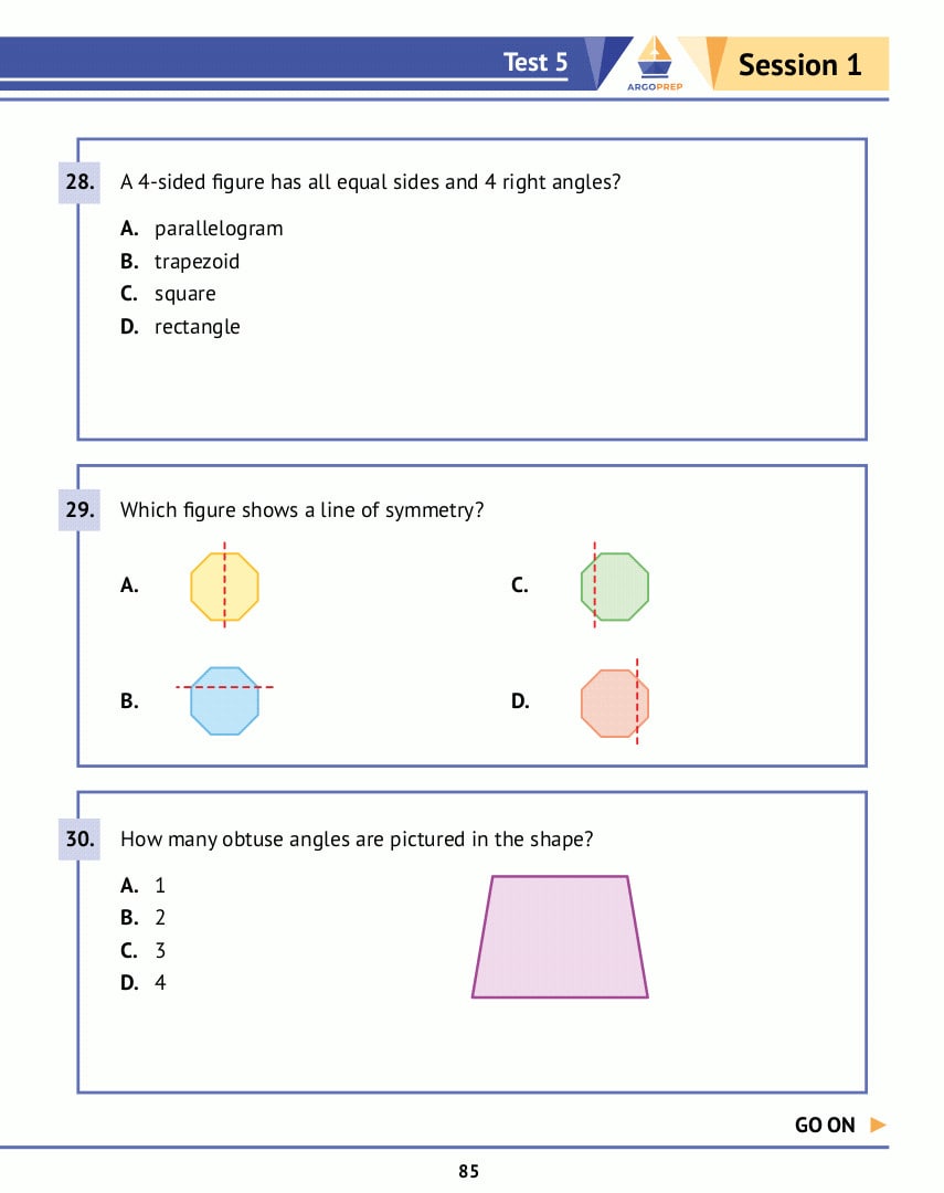 4th Grade Math Practice Book: 8 Full-Length Simulated Math Tests - ArgoPrep