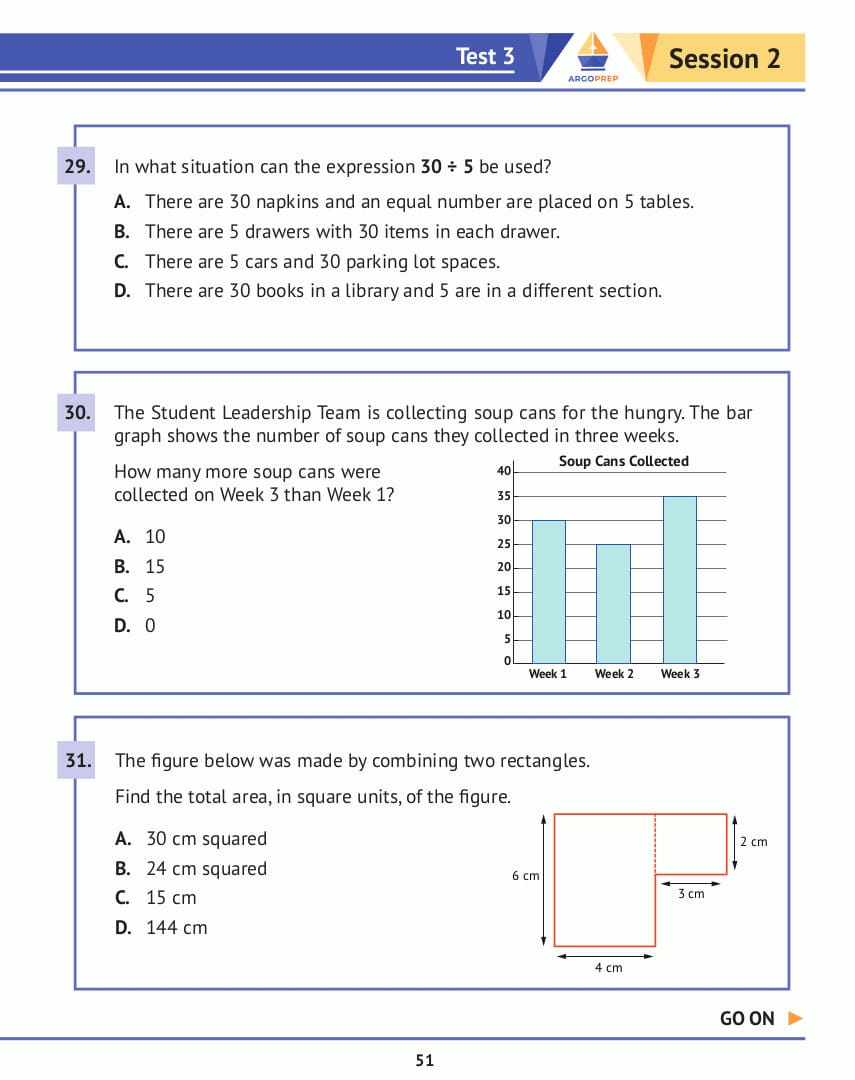 3rd Grade Math Practice Book: 8 Full-Length Simulated Math Tests - ArgoPrep