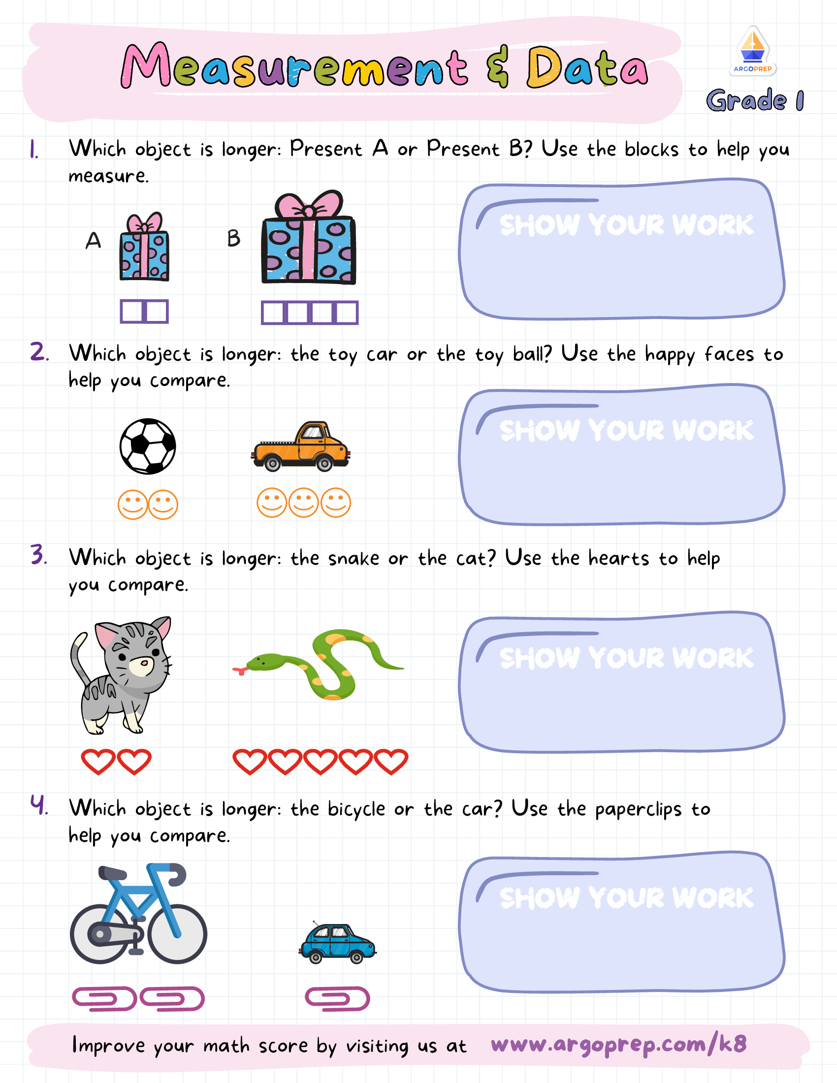 Grade 1 Comparing Length Height Math School Worksheets For Primary And