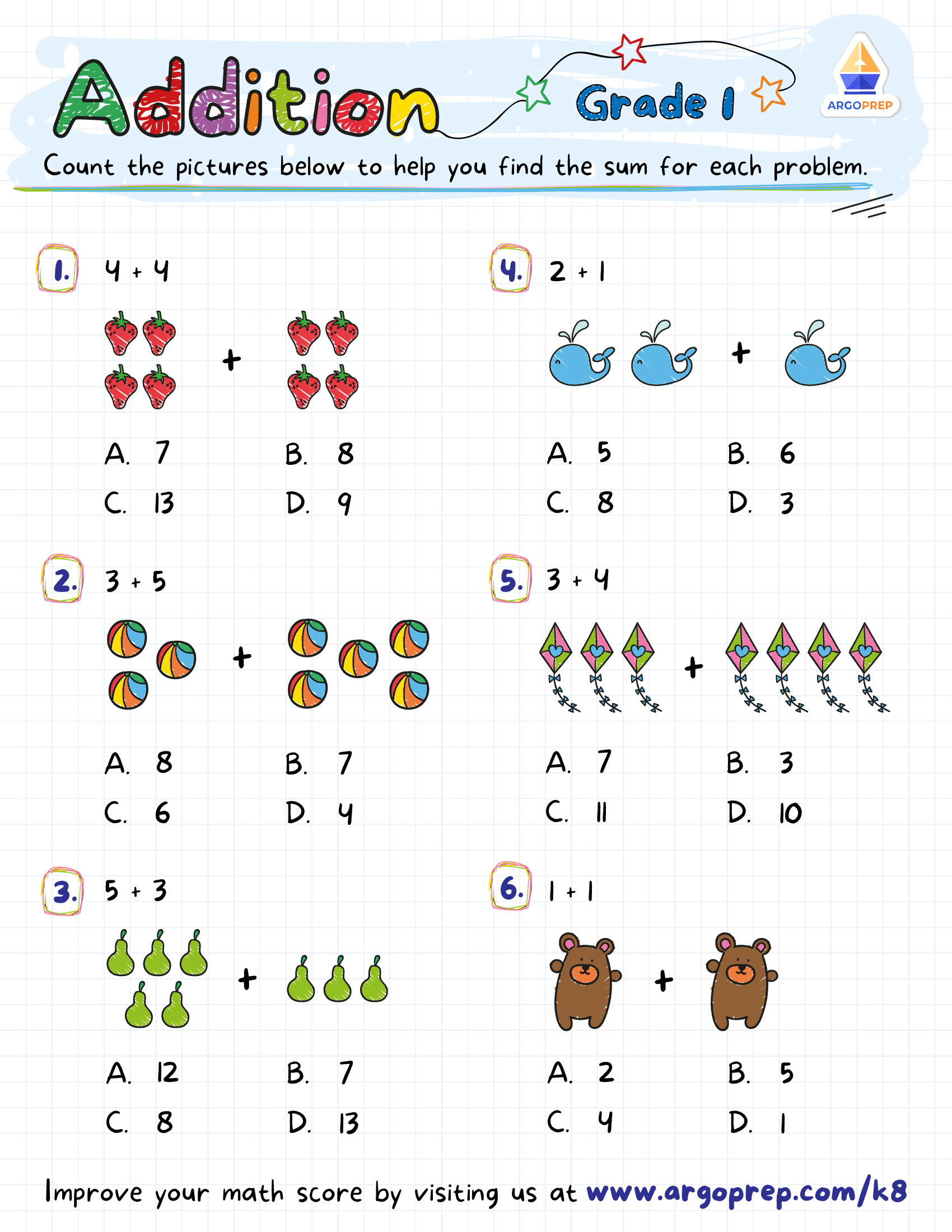 "Beary" Fun Addition - ArgoPrep