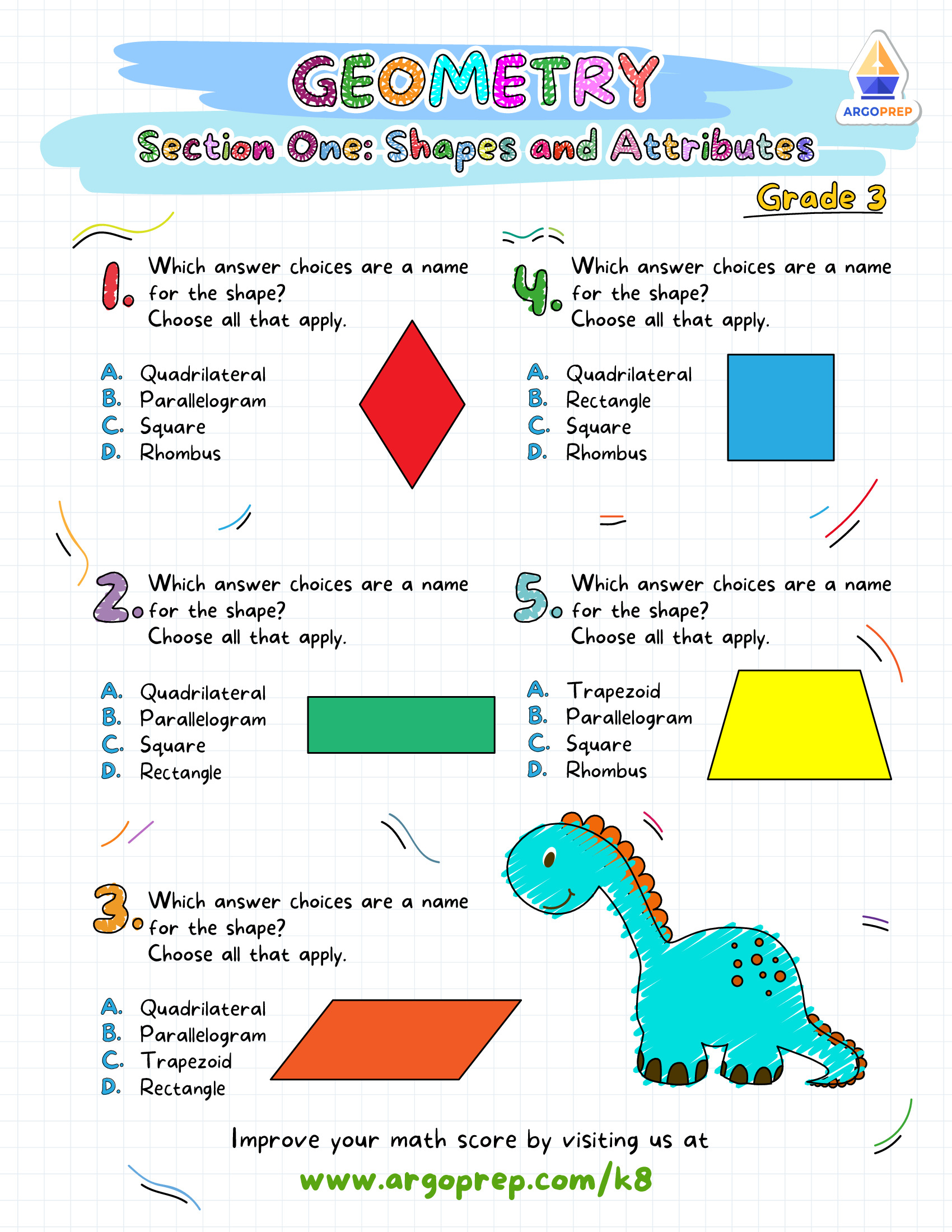 Pre K Shapes Worksheets Quadrilateral