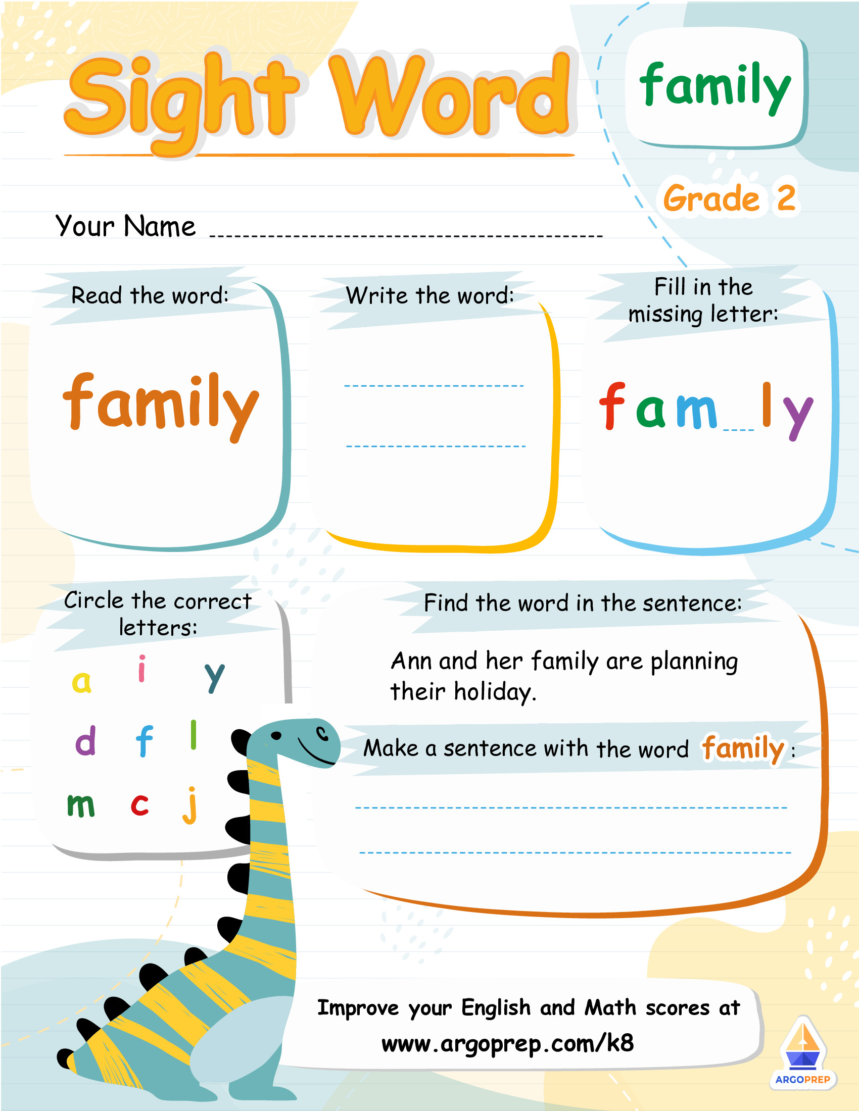 Part of the Sight Word "Family" - ArgoPrep