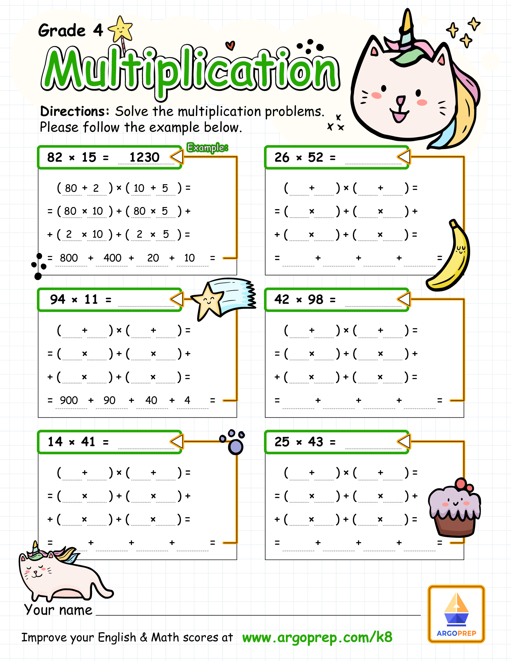 Box Method Multiplication Worksheets Pdf Partial Product Multiplication 