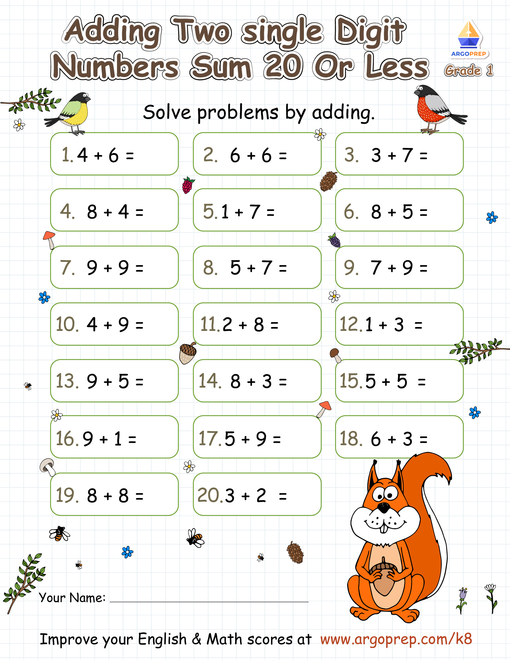 Squirrel Away Some Sums ArgoPrep Squirrel Away Some Sums ArgoPrep