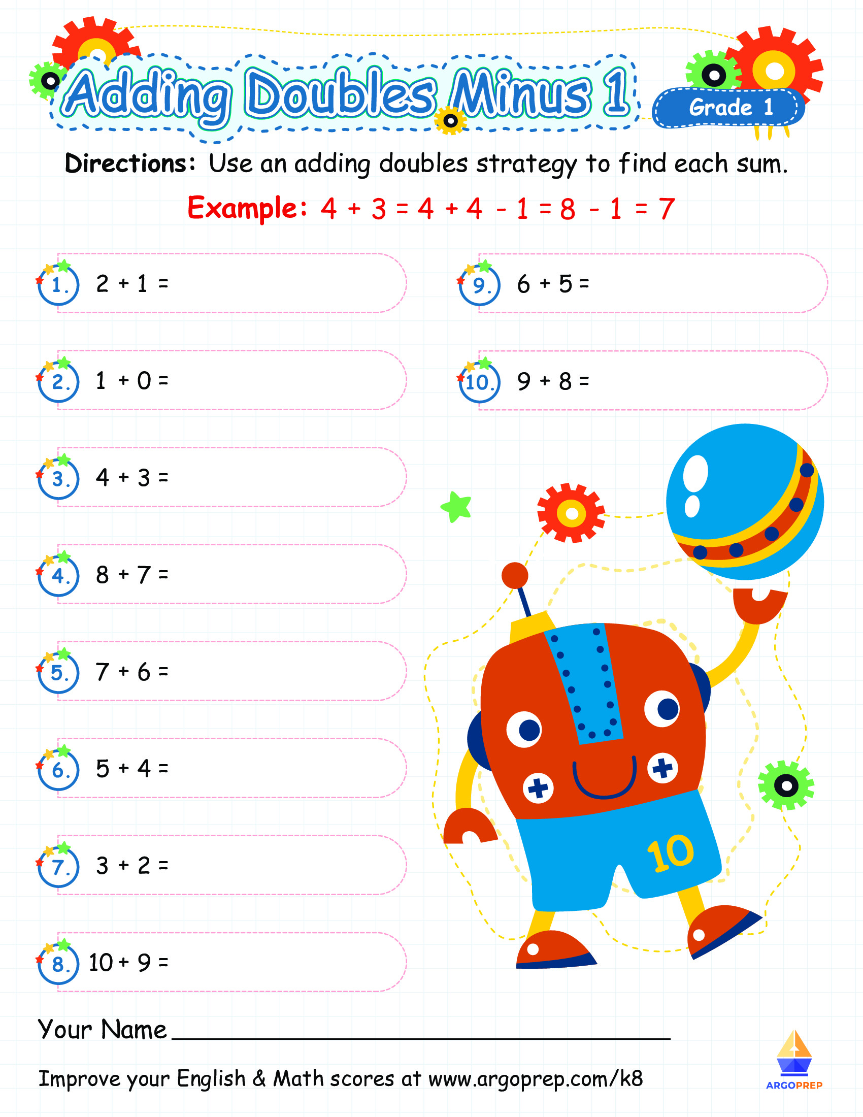 Doubles Plus One Worksheet