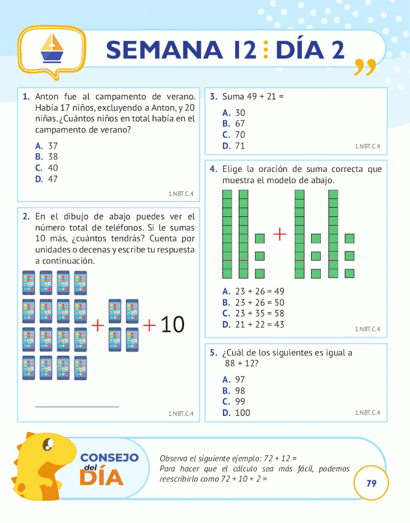 1st Grade Common Core Math: Spanish Edition - ArgoPrep